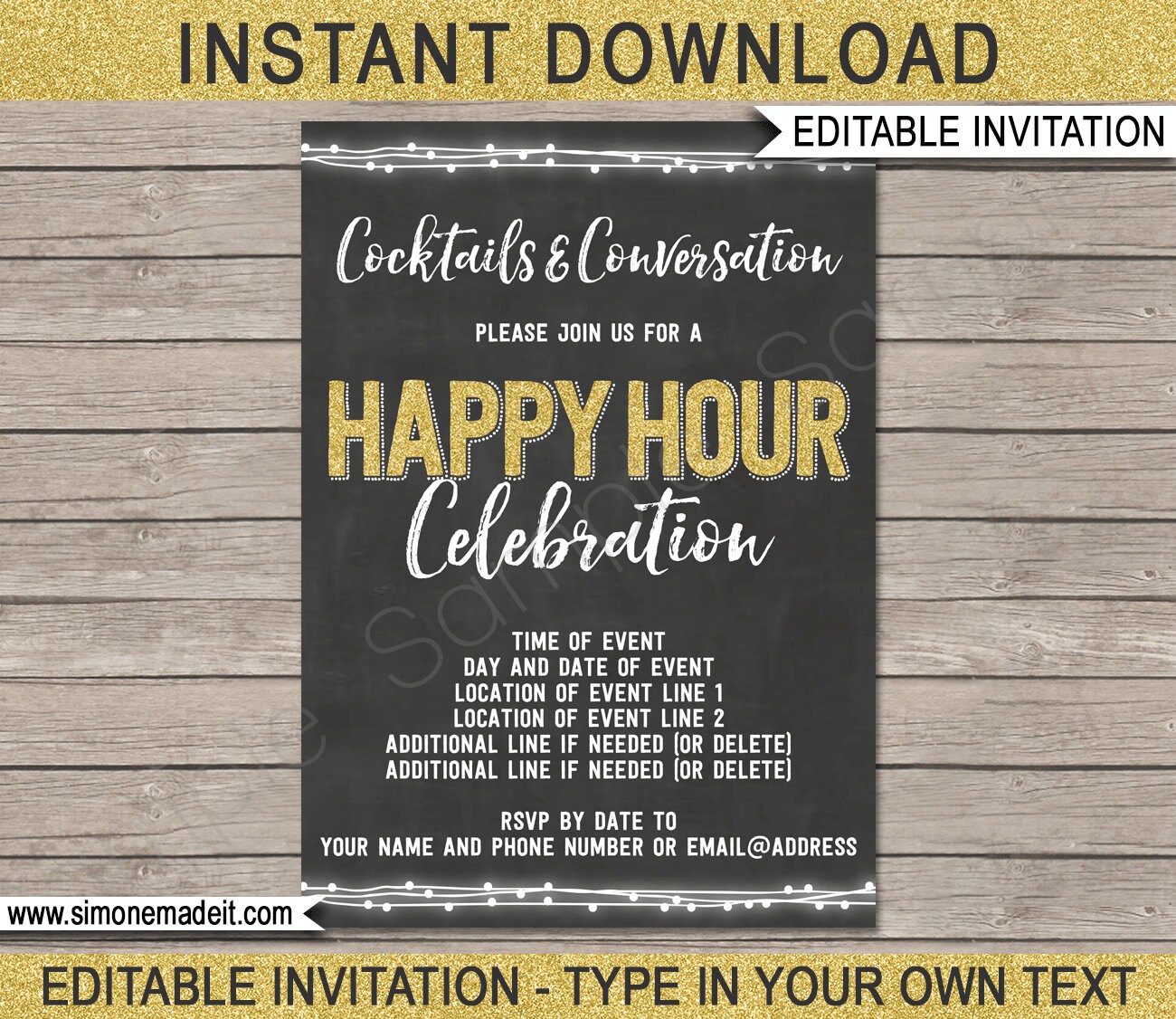 Happy Hour Invitation Template Printable Drinks Flyer Invite - Etsy
