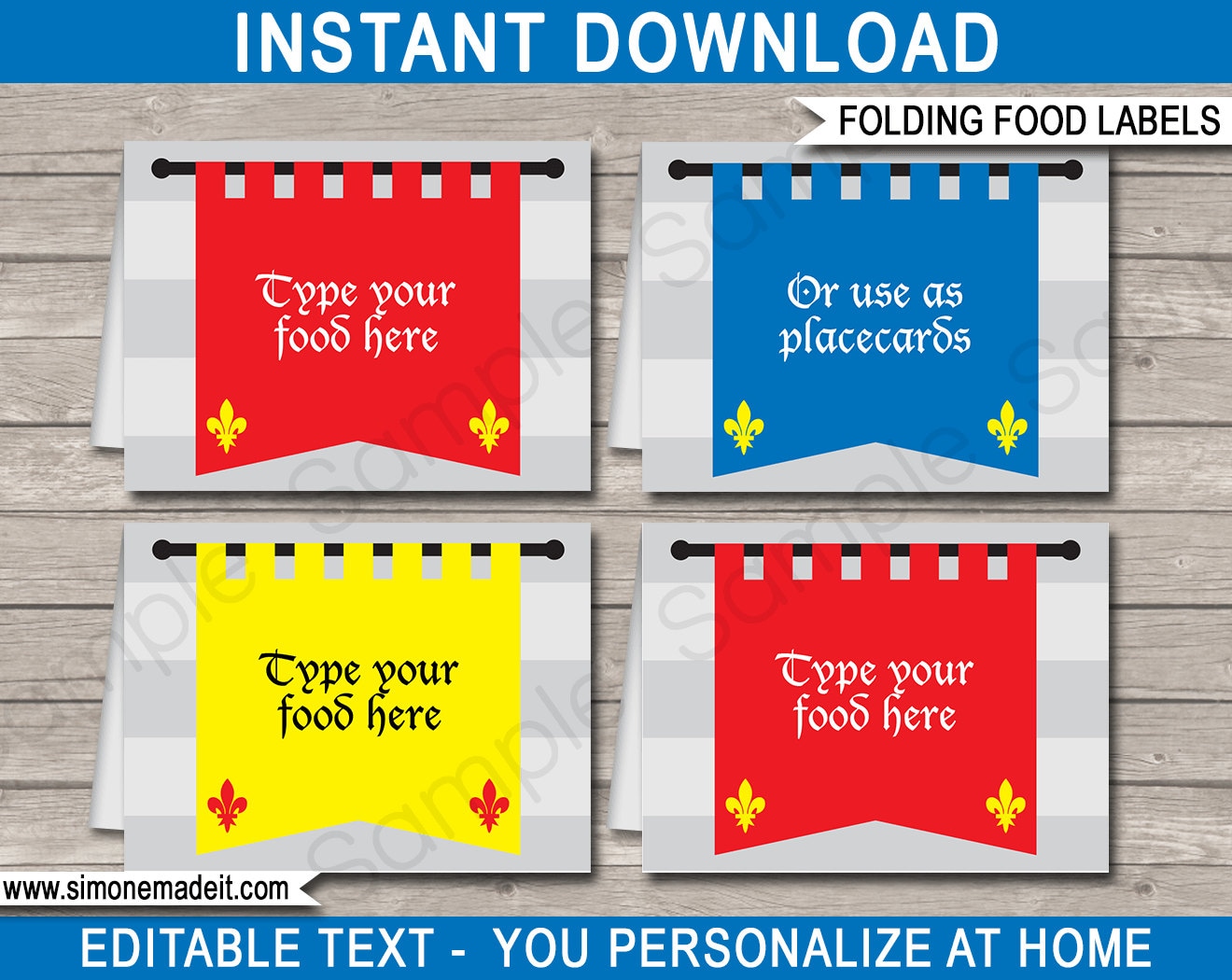 Medieval Knight Food Labels: Printable Birthday Party Decorations ...