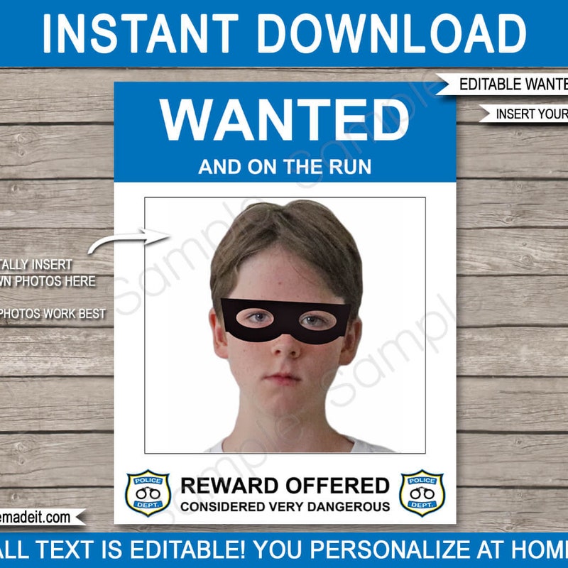 Police Wanted Poster - Etsy UK