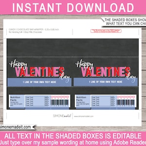 Valentine Candy Bar Wrappers Template: Editable Chocolate Labels ...