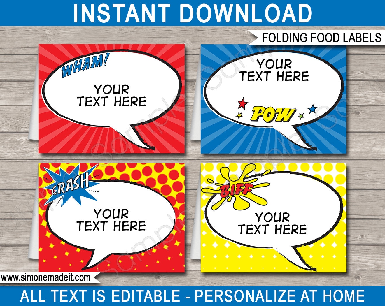 Superhero Food Labels Template Printable Birthday Party - Etsy Canada