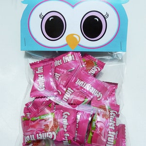 Printable Owl Favor Bag Toppers Template - Owl Theme Birthday Party or ...