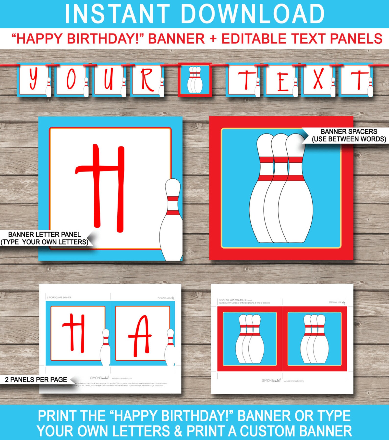 Bowling Party Banner Happy Birthday Banner Custom Banner - Etsy