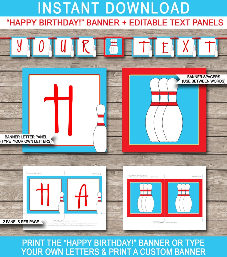 Bowling Party Banner Happy Birthday Banner Custom Banner - Etsy