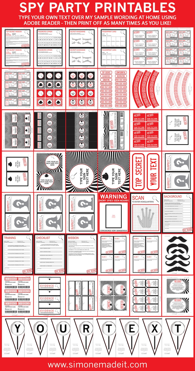 Secret Agent Party Templates + Invitation - Printable Spy Theme ...