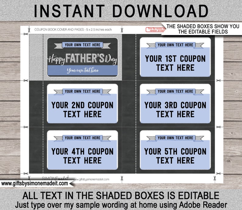 Printable Fathers Day Coupon Book Template Last Minute - Etsy