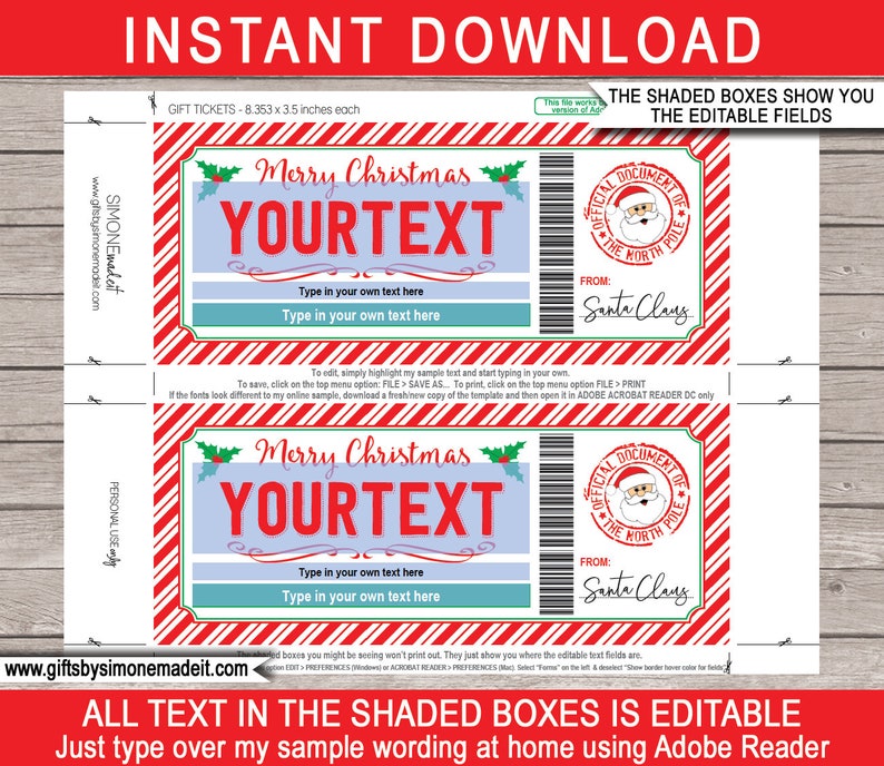 Santa Voucher Template for Kids Printable Personalized - Etsy