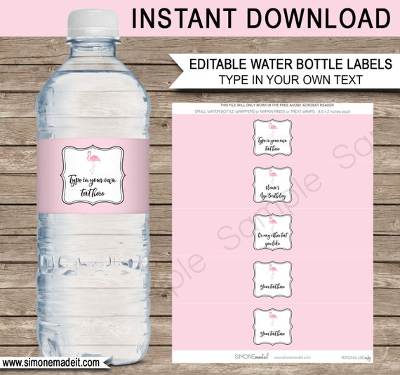 Flamingo Water Bottle Labels or Wrappers - Flamingo Theme Birthday ...