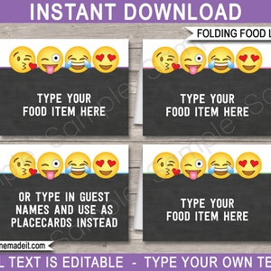 Emoji Food Labels Template - Printable Emoji Theme Birthday Party ...