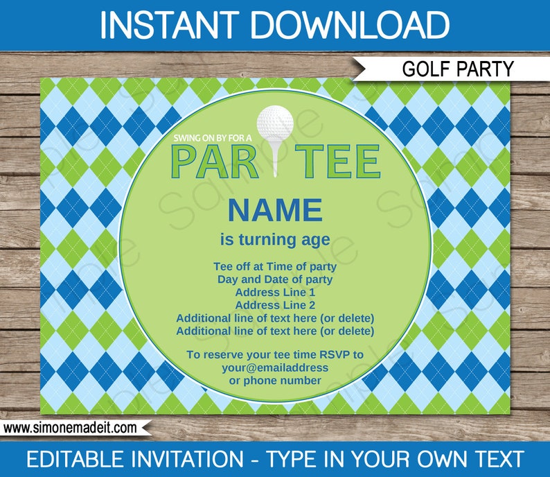 Golf Party Decorations Bundle: Editable Birthday Par-tee (digital ...