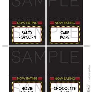 Movie Food Labels Template - Printable Birthday Party Decorations ...
