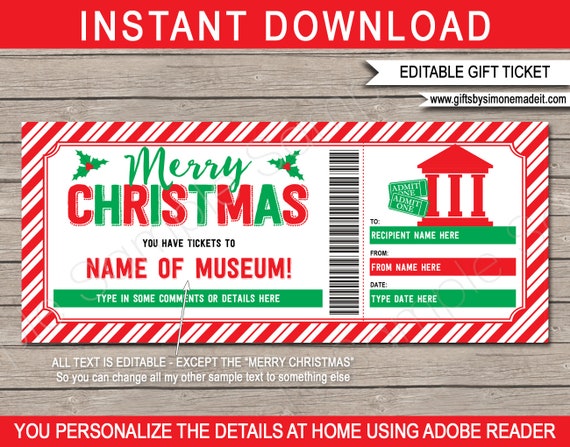 Museum Ticket Template - Printable Christmas Gift Certificate Voucher ...