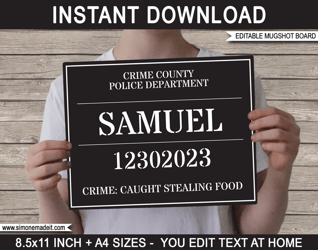 Mugshot Sign Board Editable Mugshot Template Printable 