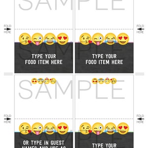Emoji Food Labels Template - Printable Emoji Theme Birthday Party ...