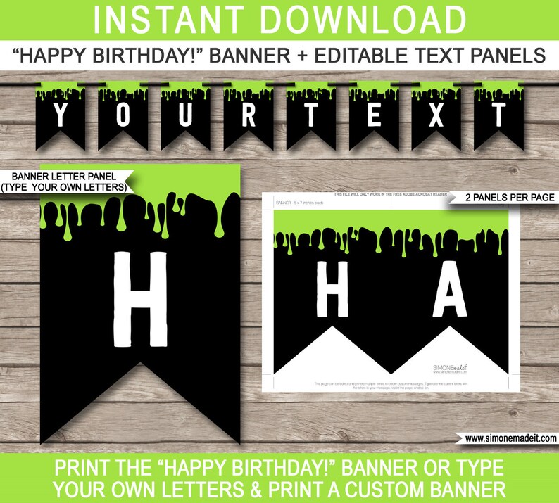Slime Party Banner Template Printable Custom Birthday Party - Etsy