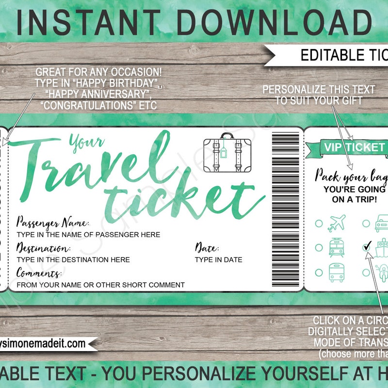 Printable Bus Ticket - Etsy