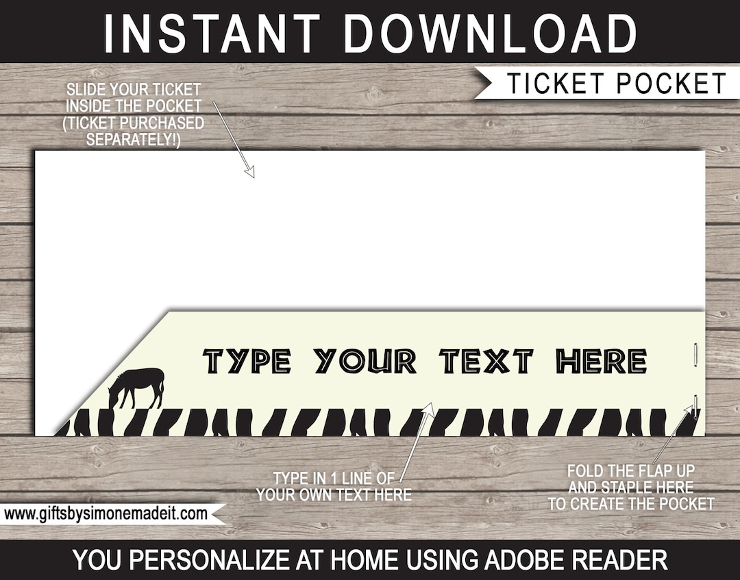 Printable African Safari Plane Ticket Jacket Template - Surprise ...