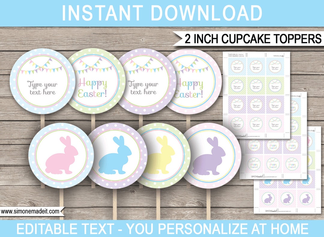 Printable Easter Cupcake Toppers - Easter Theme Party Decorations ...