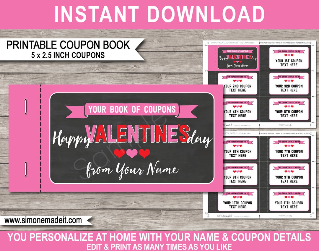 Printable Valentines Day Coupon Book Template - Last Minute ...