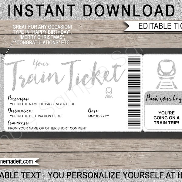 Fake Train Ticket Template - Etsy UK
