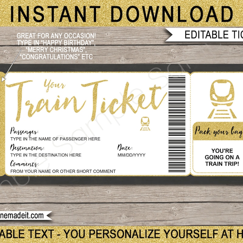 Train Ticket Template - Etsy