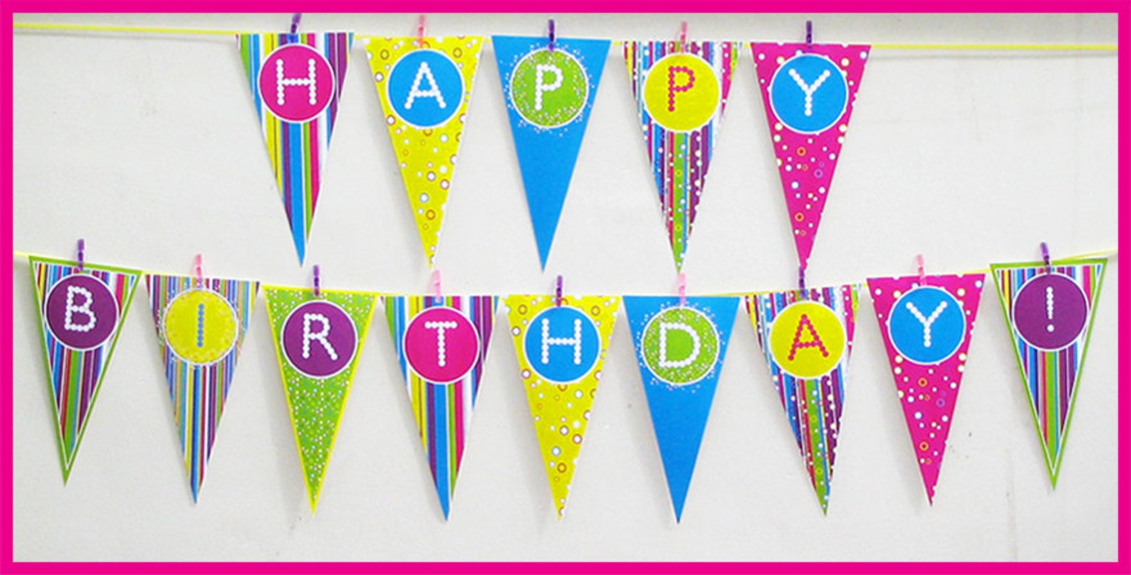 Colorful Birthday Banner Template - Printable Happy Birthday Party ...