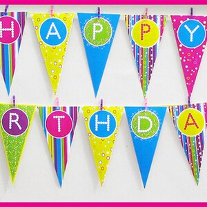 Colorful Birthday Banner Template - Printable Happy Birthday Party ...
