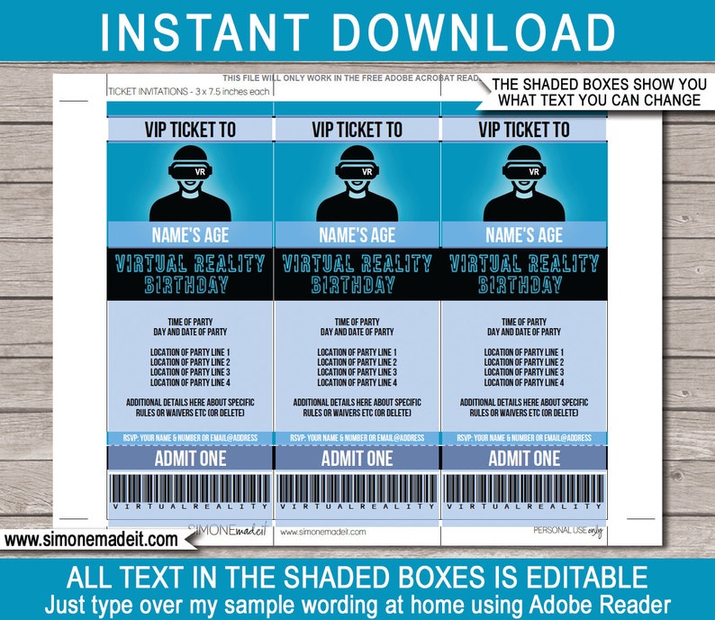 Virtual Reality Invitation Template Printable VR Gaming - Etsy