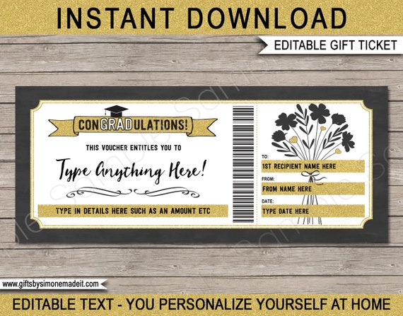 Graduation Gift Voucher Coupon Template Printable | Etsy