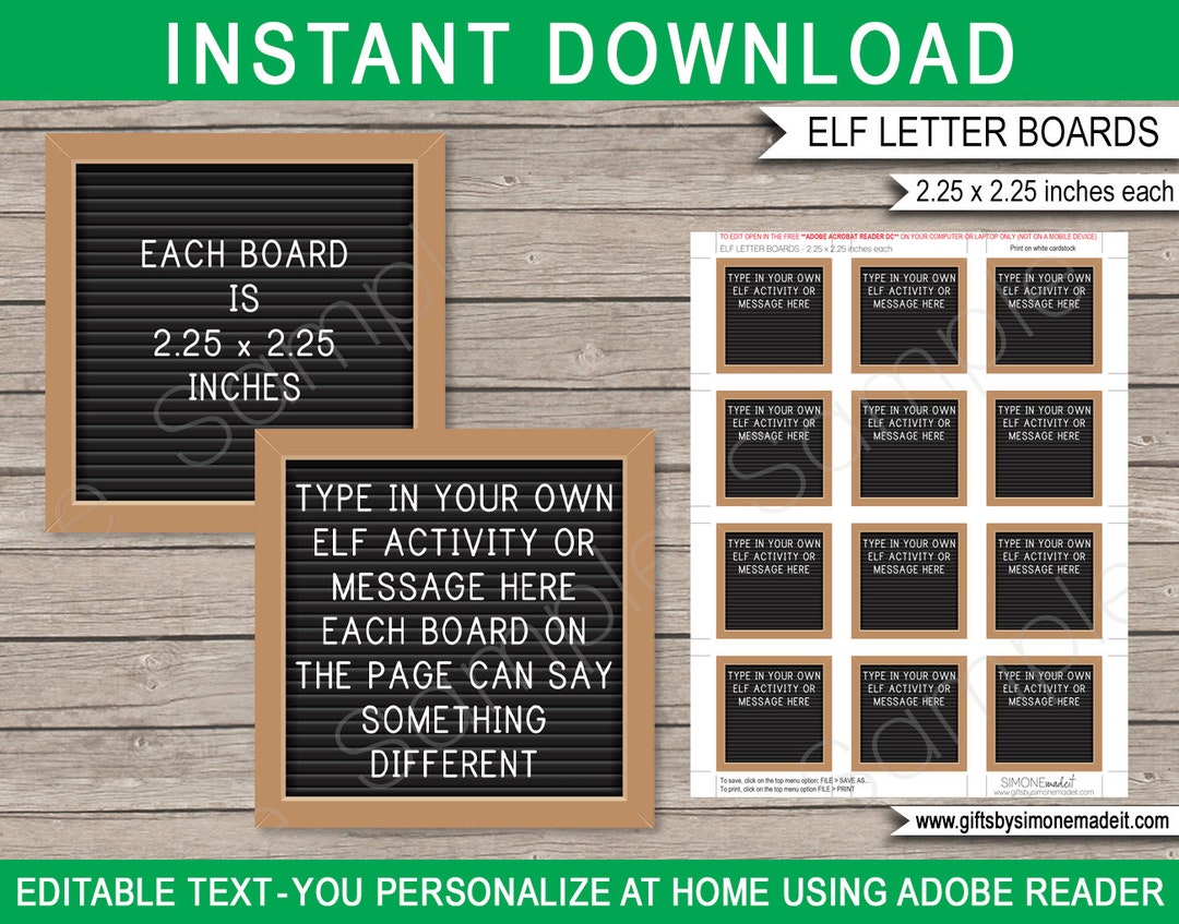 Elf Letter Boards Printable Template - Editable Props Letterboards ...