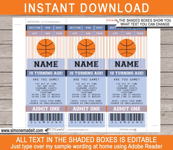 Blank Basketball Ticket Template
