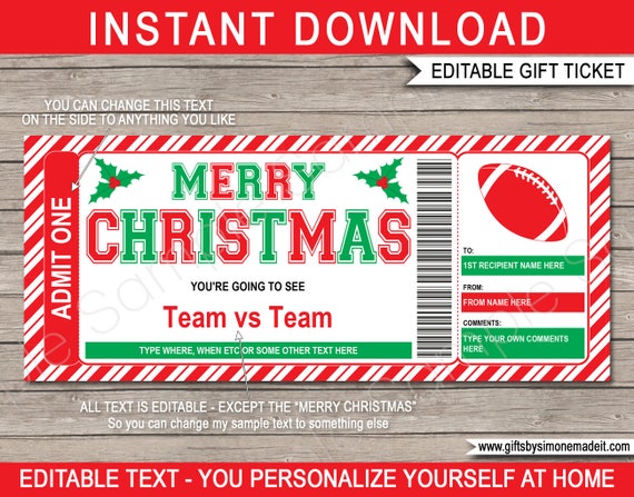 Football Ticket Template Christmas Gift - Surprise Game Ticket ...