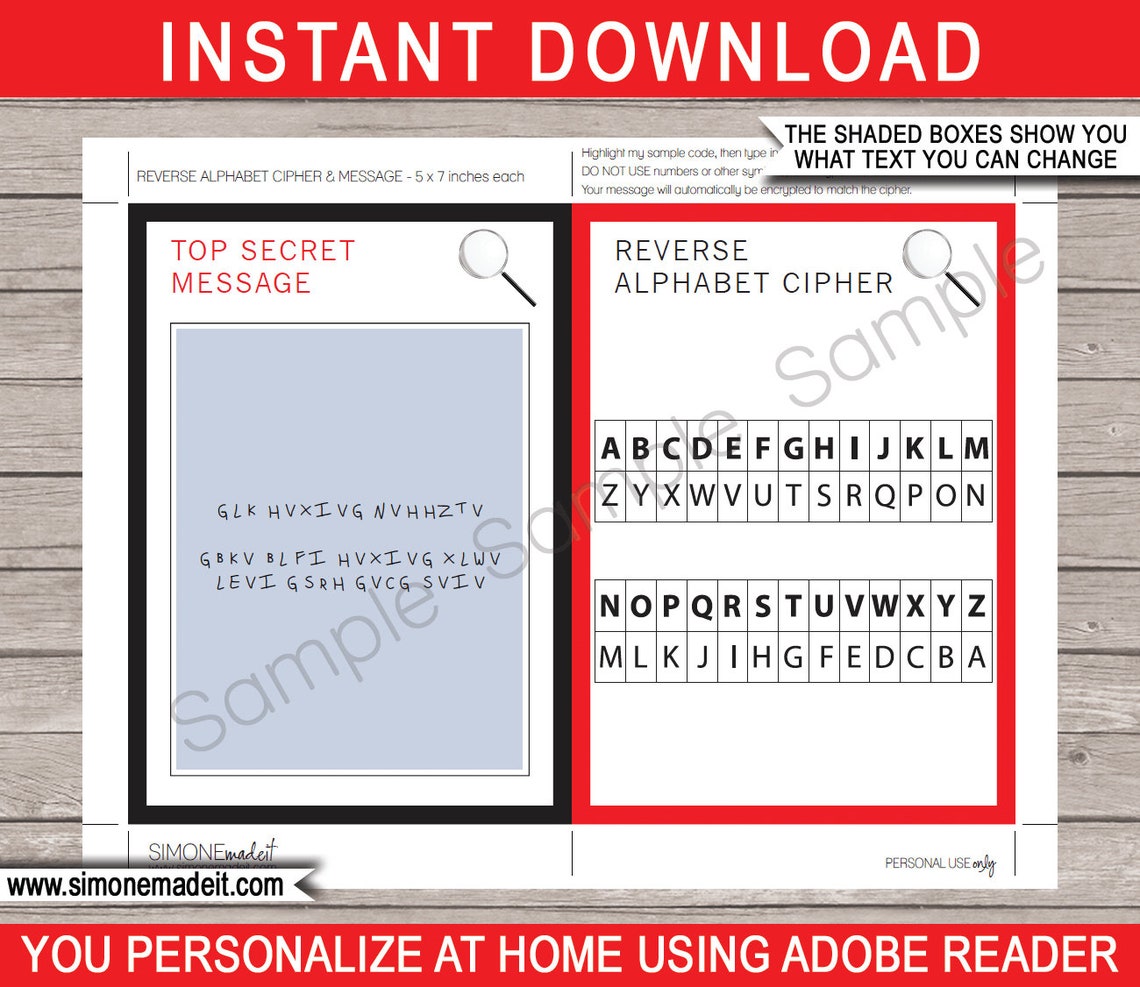 Secret Agent Codes & Ciphers Printable Decoders Top Secret - Etsy