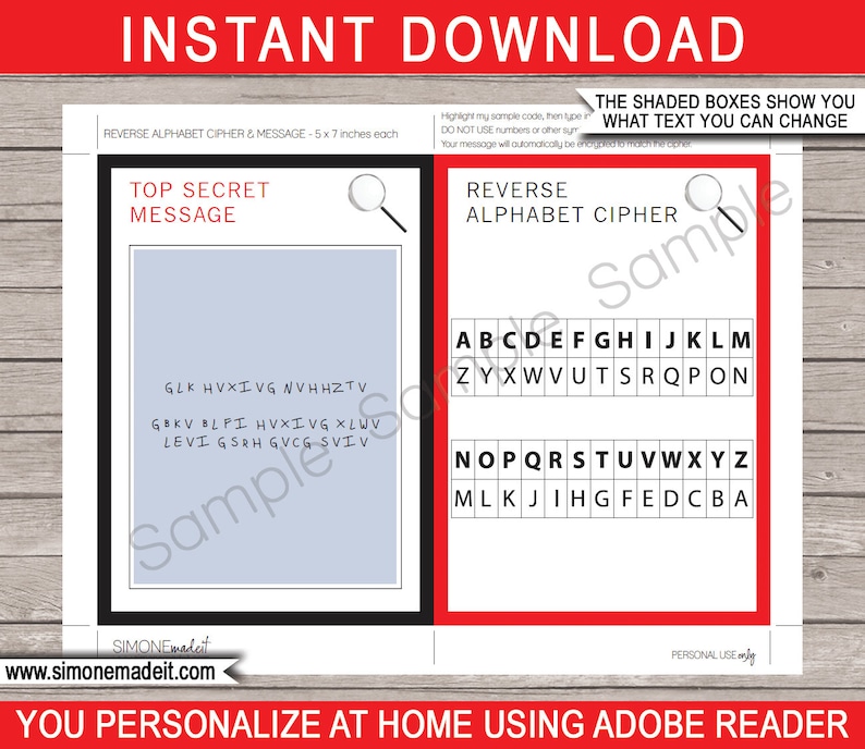 Secret Agent Codes & Ciphers Printable Decoders Top Secret - Etsy