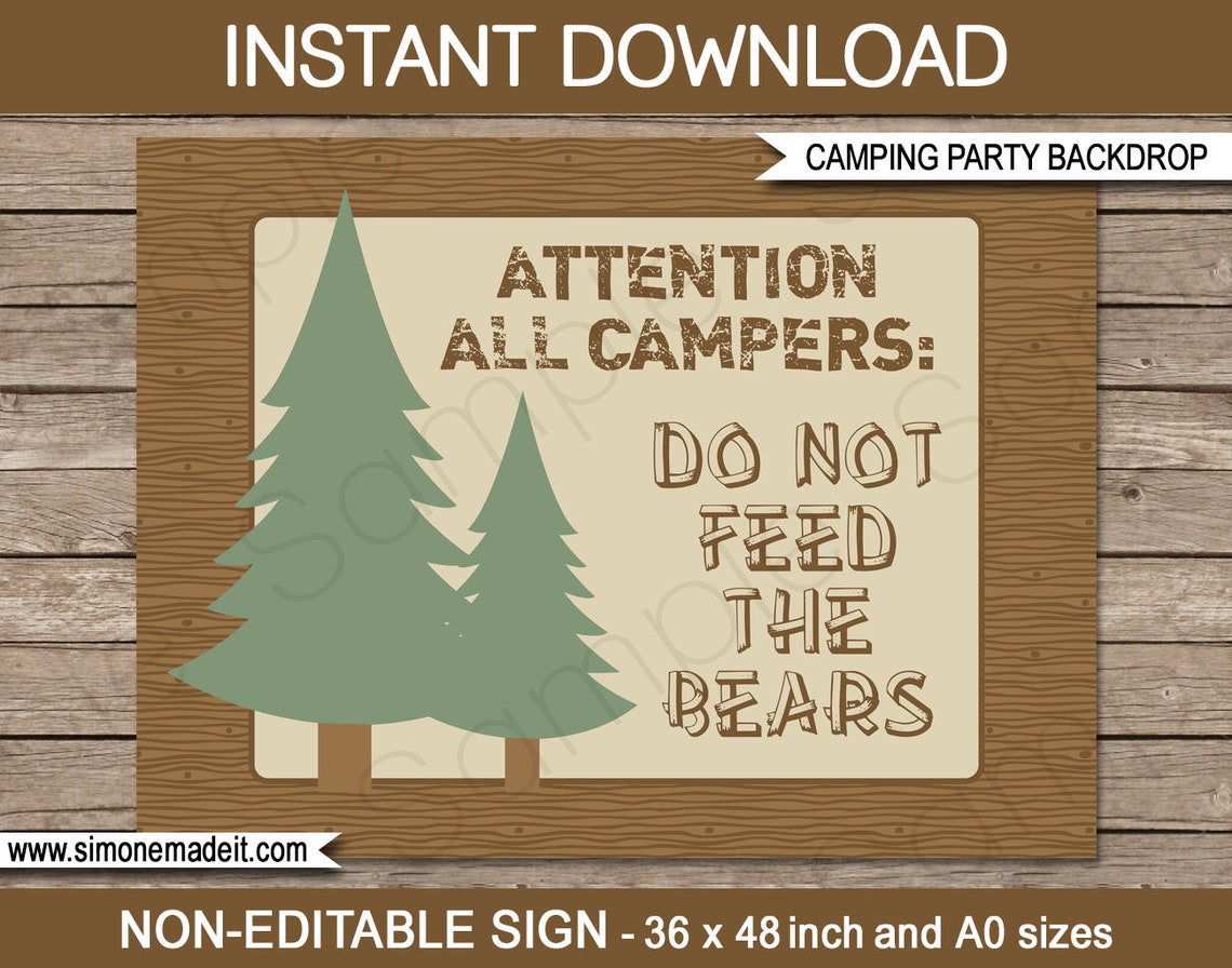 Camping Party Sign Templates Backdrops Printable Campout - Etsy