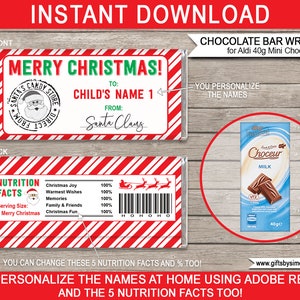 Christmas Chocolate Wrappers Printable Template From Santa Claus - Gift ...