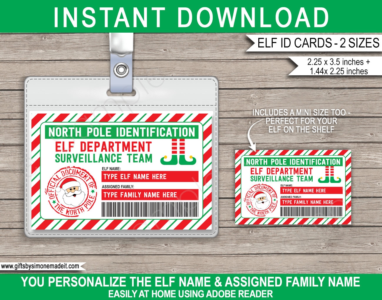 Elf ID Card Printable Template Mini Elf License Badge - Etsy Australia