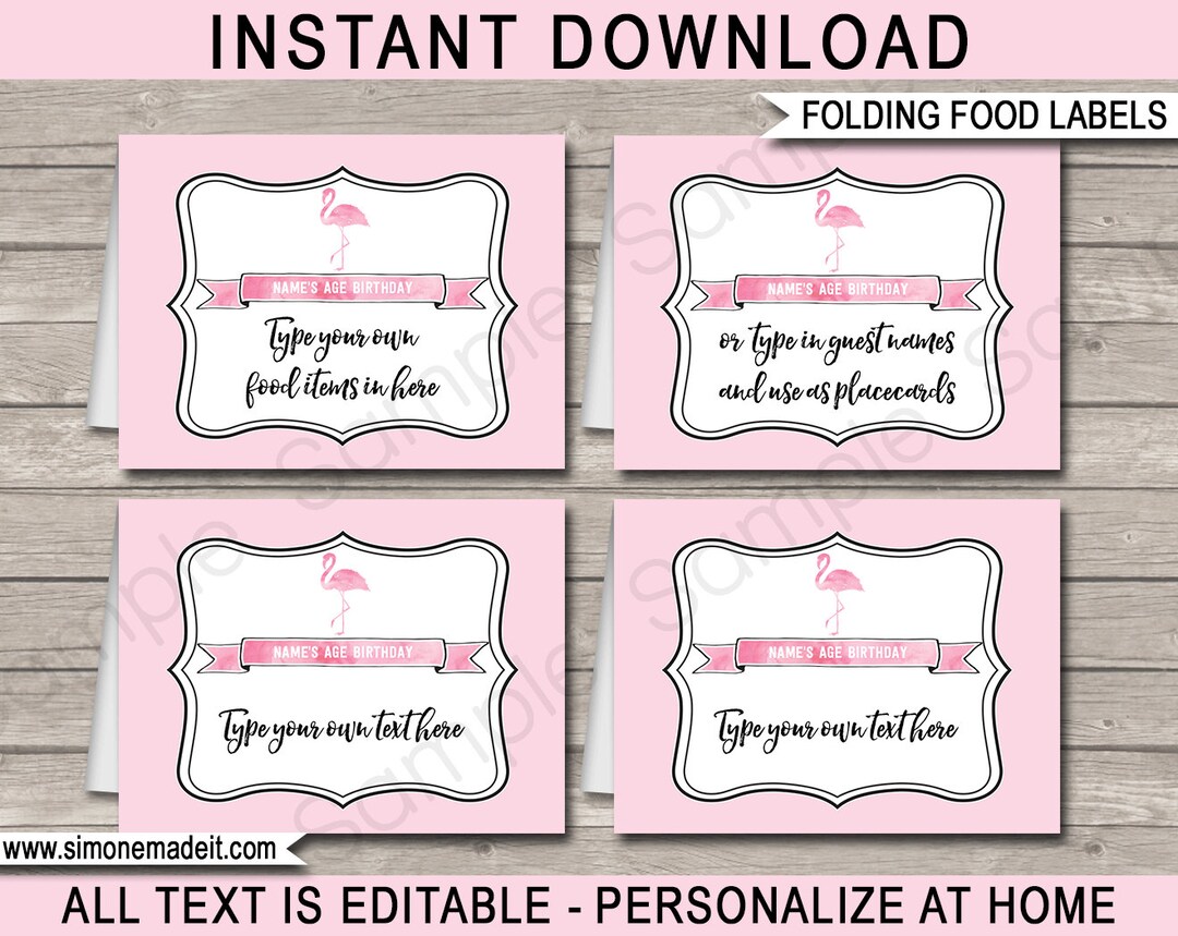 Flamingo Food Labels - Flamingo Theme Party Decorations - Place Cards ...