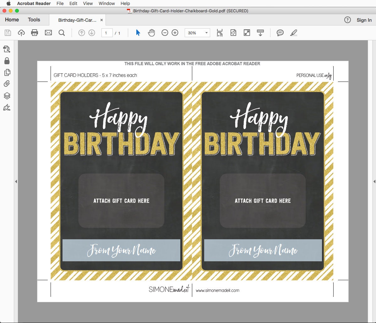 Printable Birthday Gift Card Holder Template Happy Birthday | Etsy