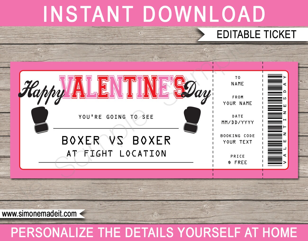 Valentine's Day Treat Boxes Knockout Valentine Boxing Themed Happy ...
