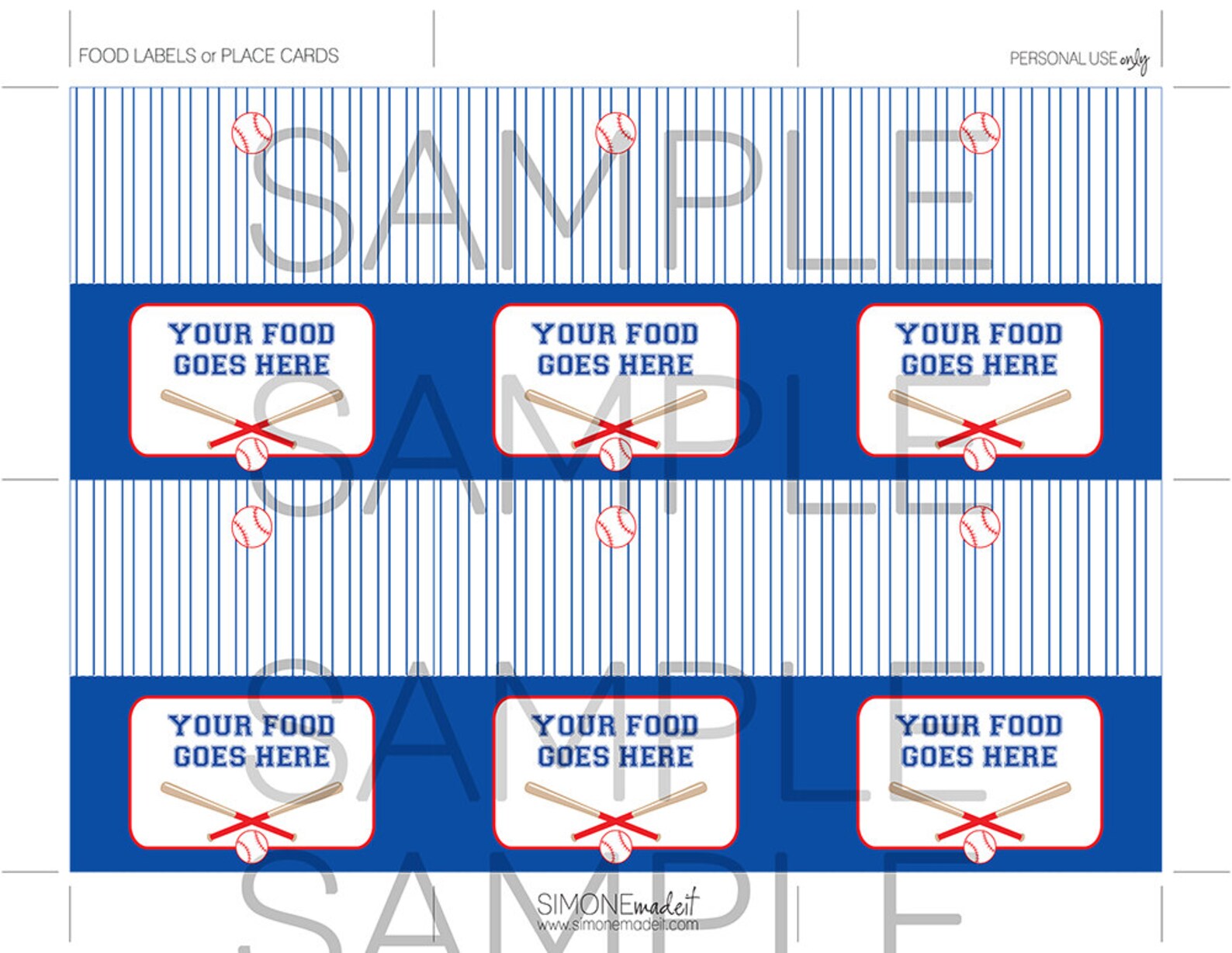 Baseball Food Labels Baseball Theme Party Buffet Tags - Etsy