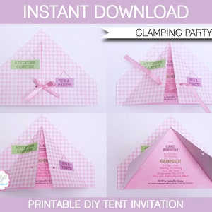 Camping Tent Invitation Template - Printable Glamping Birthday Party ...