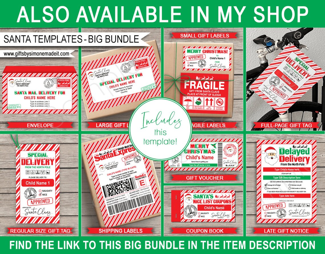 Santa Express Shipping Labels Template Christmas Mail Gift - Etsy