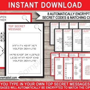Secret Agent Codes & Ciphers - Printable Decoders, Top Secret Spy ...