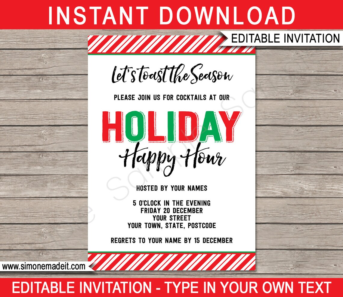 Holiday Party Invitations Template Printable Invites - Etsy