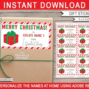 Christmas Gift Labels Template Printable Stickers Tags - Present - From ...