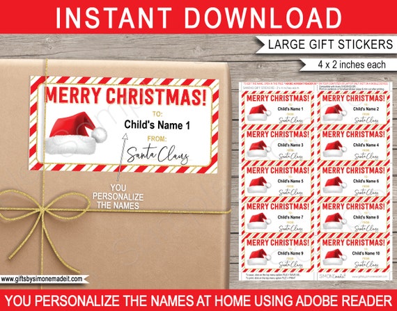 From Santa Tags Printable Christmas Gift Labels Stickers | Etsy