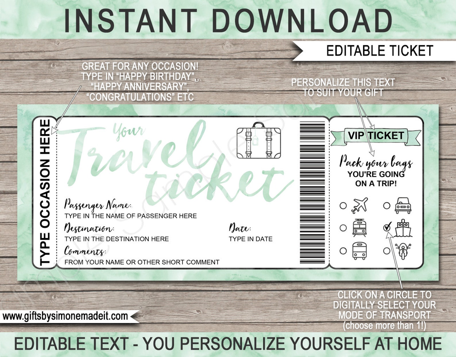 Travel Ticket Template Boarding Pass Printable Surprise Trip - Etsy Canada