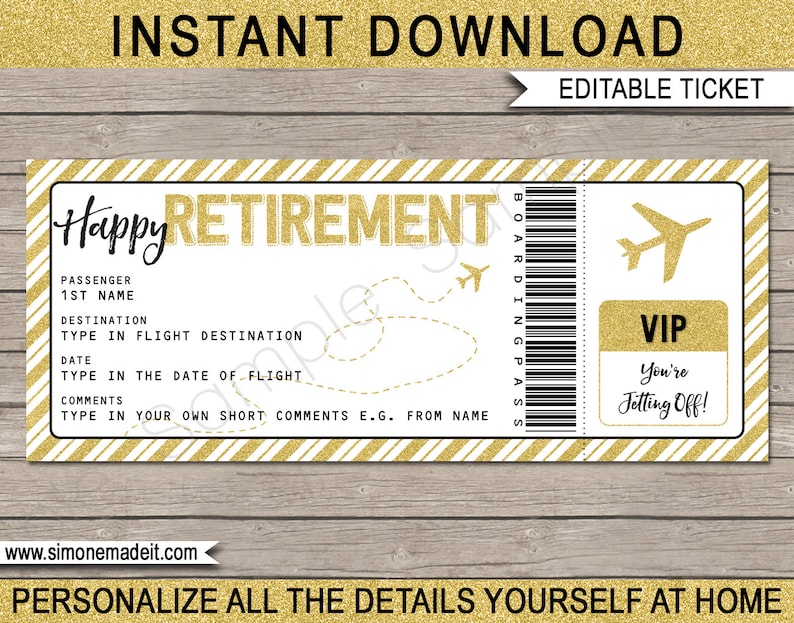 Retirement Boarding Pass Gift Surprise Trip Getaway Holiday | Etsy