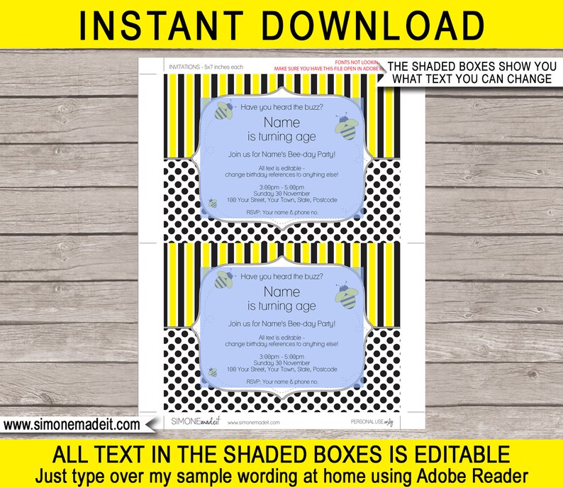 Bee Invitation Template Printable Bee Day Birthday Party - Etsy